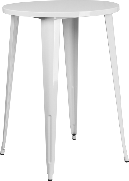 30'' Round White Metal Indoor-Outdoor Bar Height Table - by Flash ...