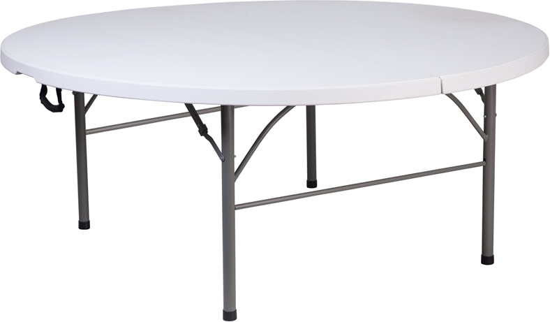 71'' Round Bi-Fold Granite White Plastic Folding Table - by Flash ...
