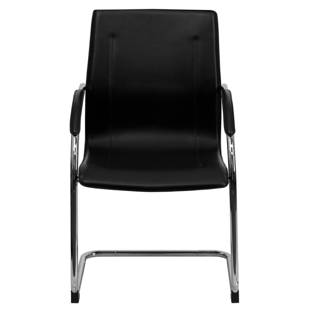 Black Vinyl Side Reception Chair with Chrome Sled Base - by Flash ...