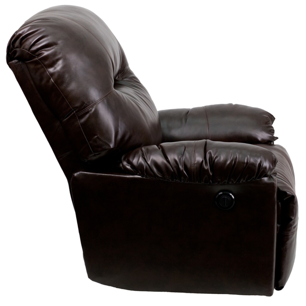 Contemporary Bentley Brown Leather Chaise Power Recliner with Push Button - by Flash Furniture ...