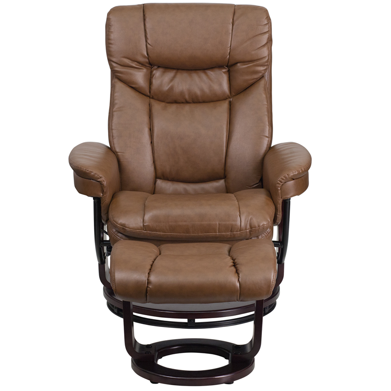 Contemporary Palimino Leather Recliner and Ottoman with Swiveling ...