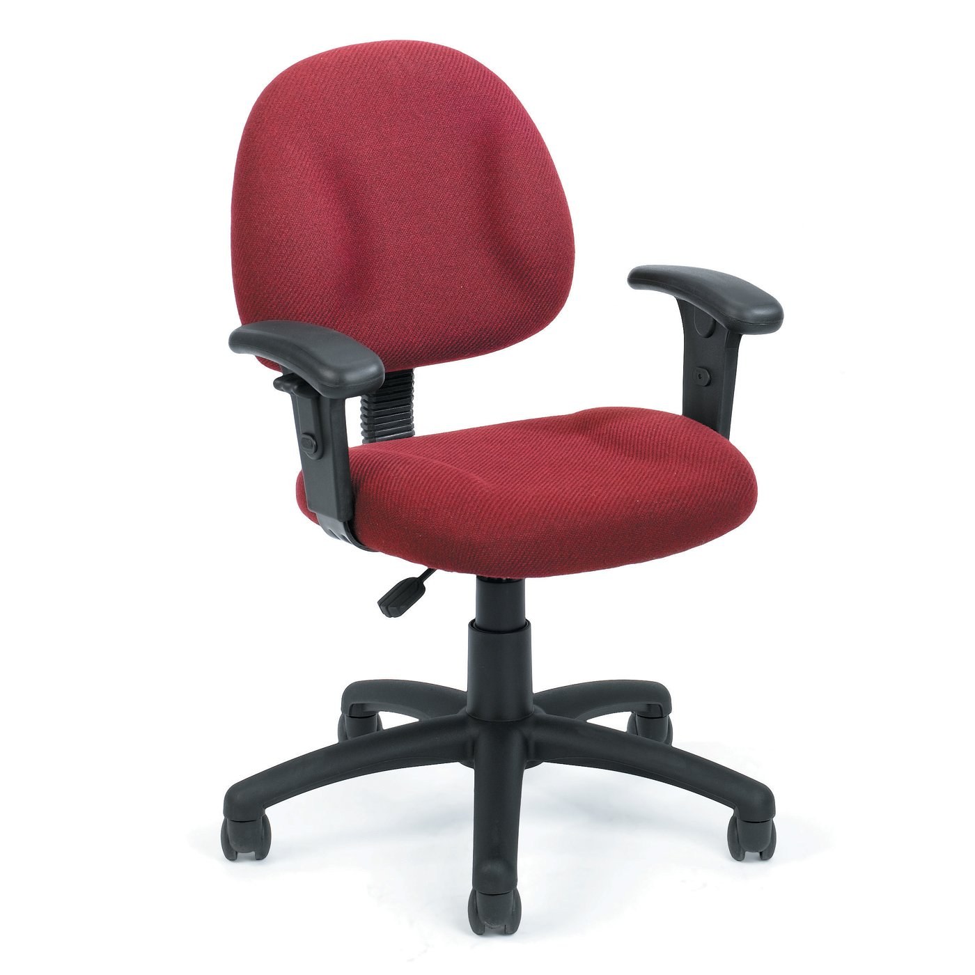 Deluxe Posture Tweed Office Chair with Adjustable Arms with Burgundy ...