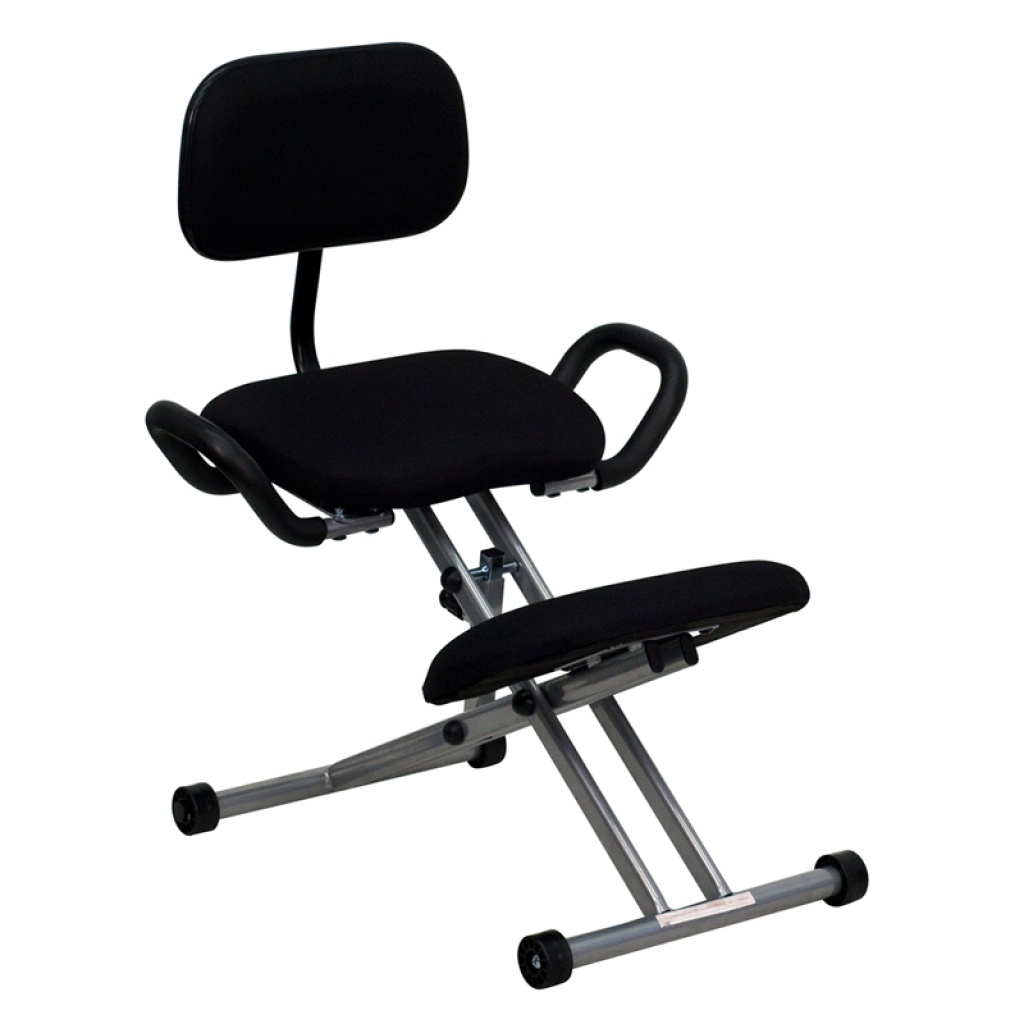 Ergonomic Kneeling Chair with Back and Handles in Black Fabric - by ...
