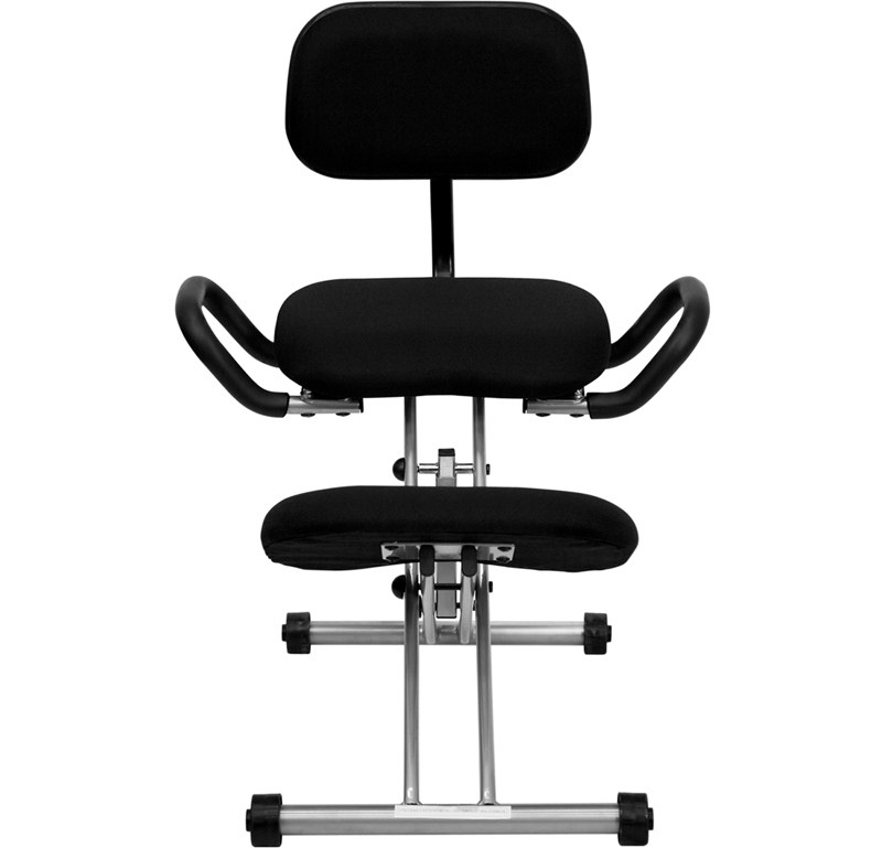 Ergonomic Kneeling Chair with Back and Handles in Black Fabric - by ...
