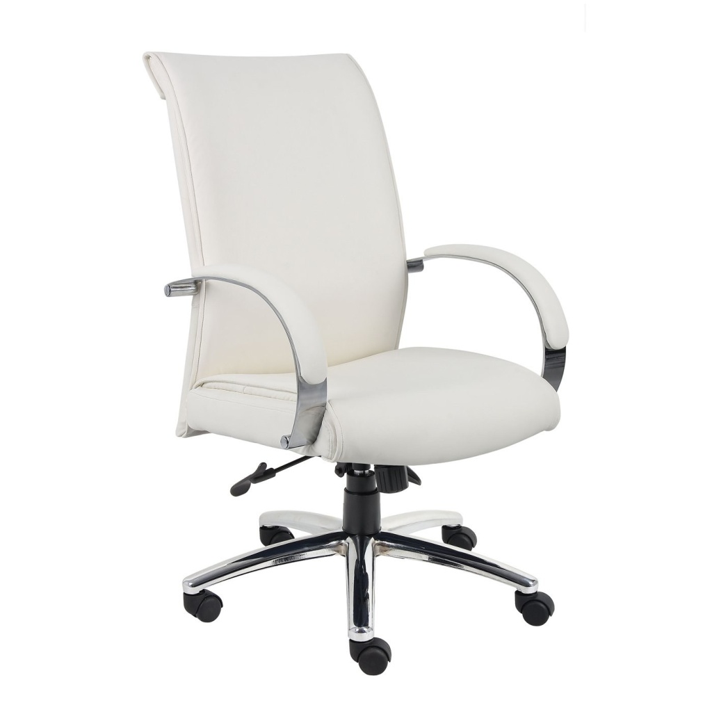 Executive Office Chair with White CaressoftPlus Upholstery by Boss ...