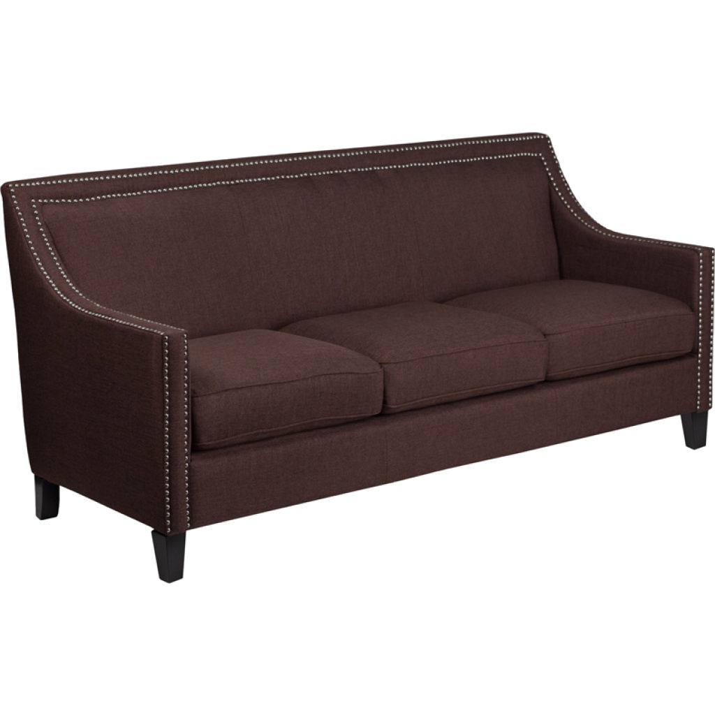 HERCULES Compass Series Transitional Brown Fabric Sofa with Walnut Legs ...