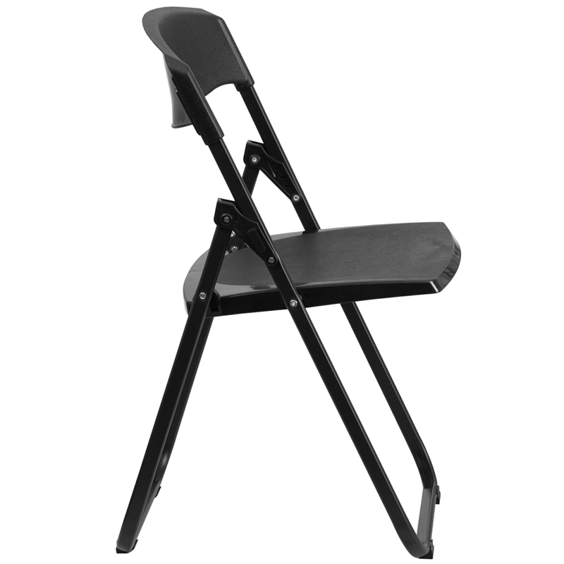 HERCULES Series 880 lb. Capacity Heavy Duty Black Plastic Folding Chair ...