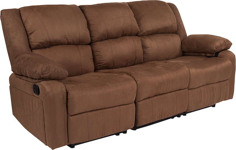 Harmony Series Chocolate Brown Microfiber Sofa with Two Built-In Recliners by Flash Furniture ...
