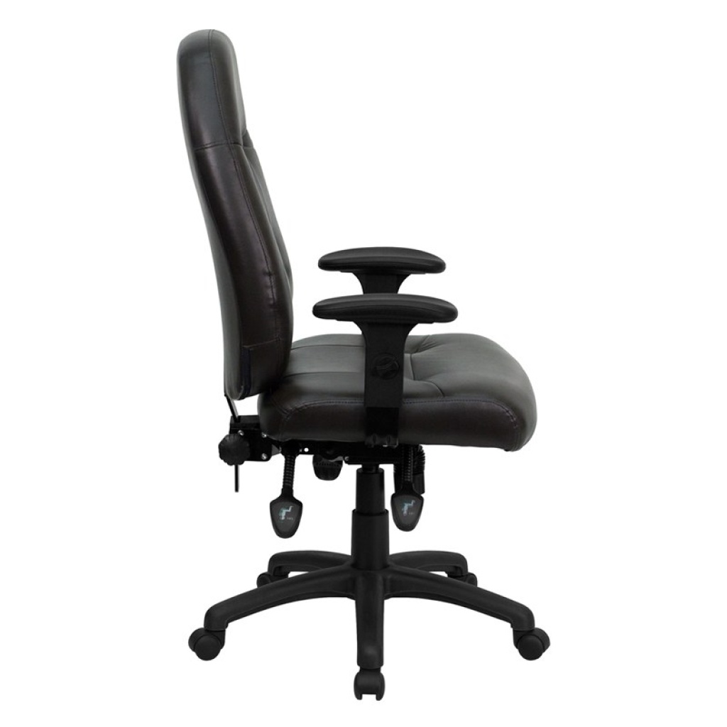 Back Double Plush Executive Office Chair with Black LeatherPlus ...