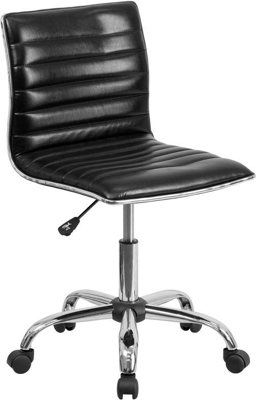 Low Back Designer Armless Black Ribbed Swivel Task Chair - by Flash ...