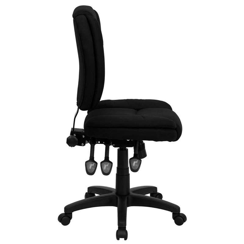 Mid-Back Black Fabric Multifunction Ergonomic Swivel Task Chair - by ...