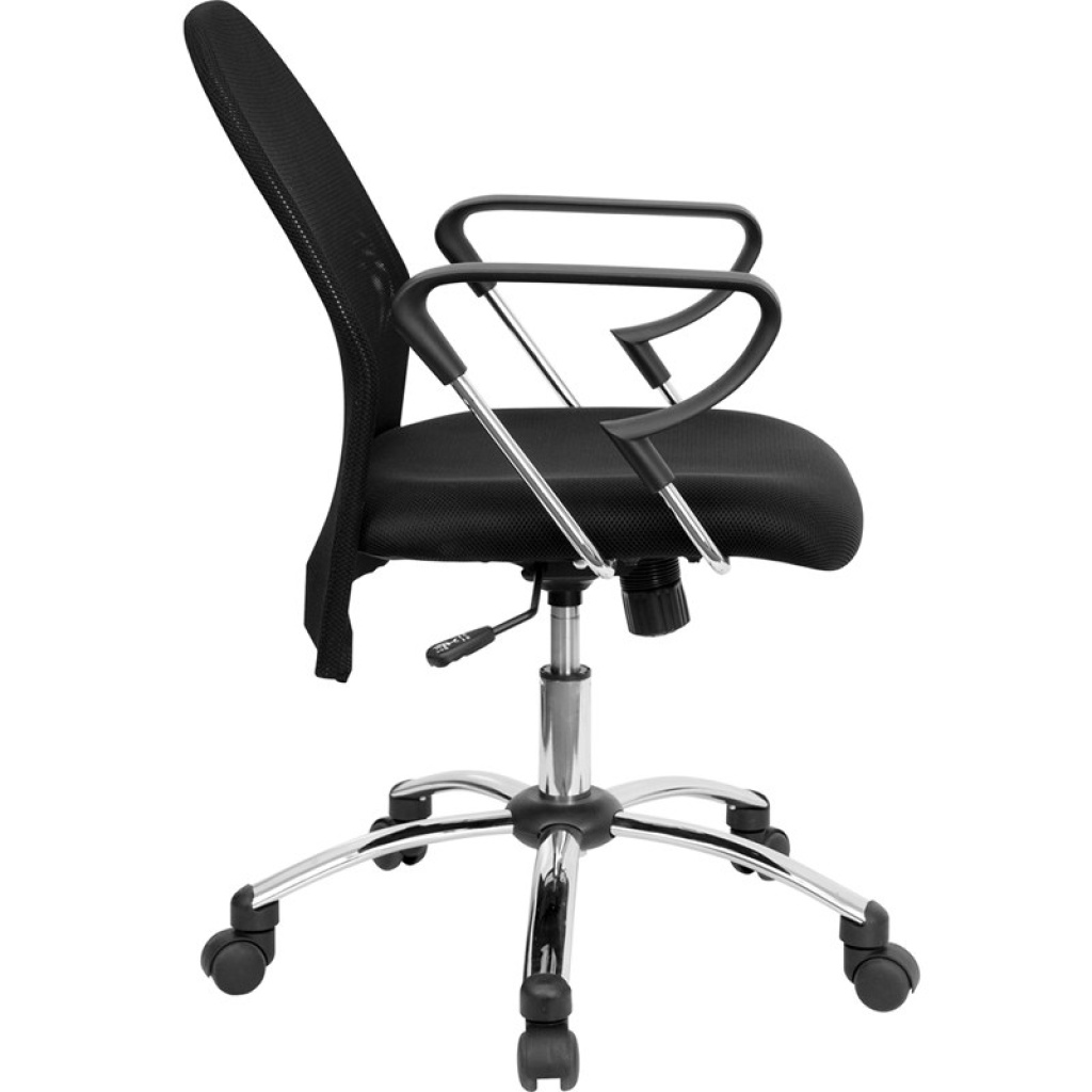 Mid-Back Black Mesh Swivel Task Chair with Chrome Base and Arms - by ...