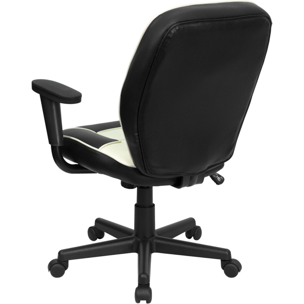 Mid-Back Black and Cream Vinyl Steno Executive Swivel Chair with ...