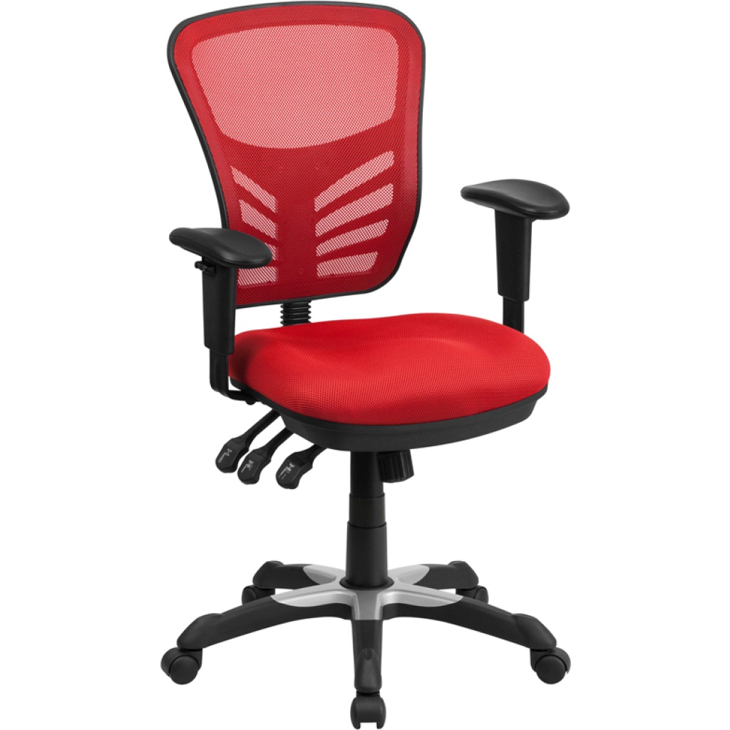 Mid-Back Red Mesh Multifunction Executive Swivel Chair with Adjustable ...
