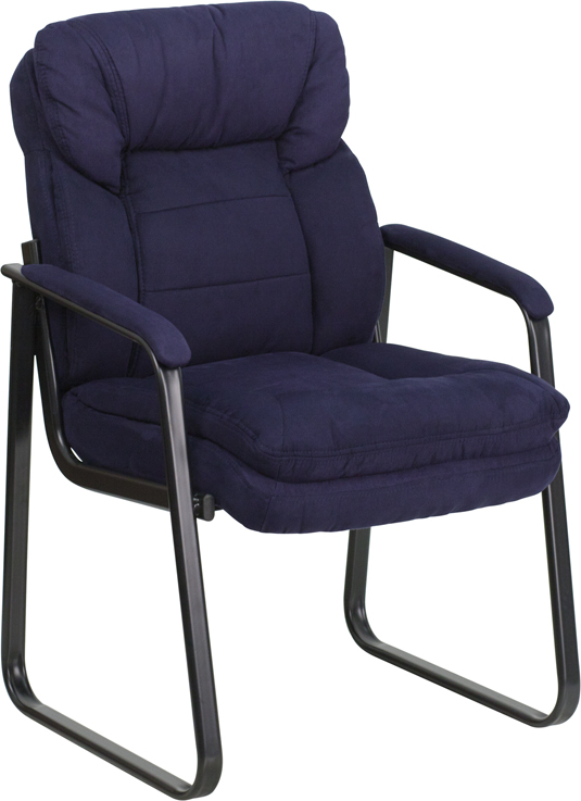 Navy Microfiber Executive Side Reception Chair with Sled Base - by ...