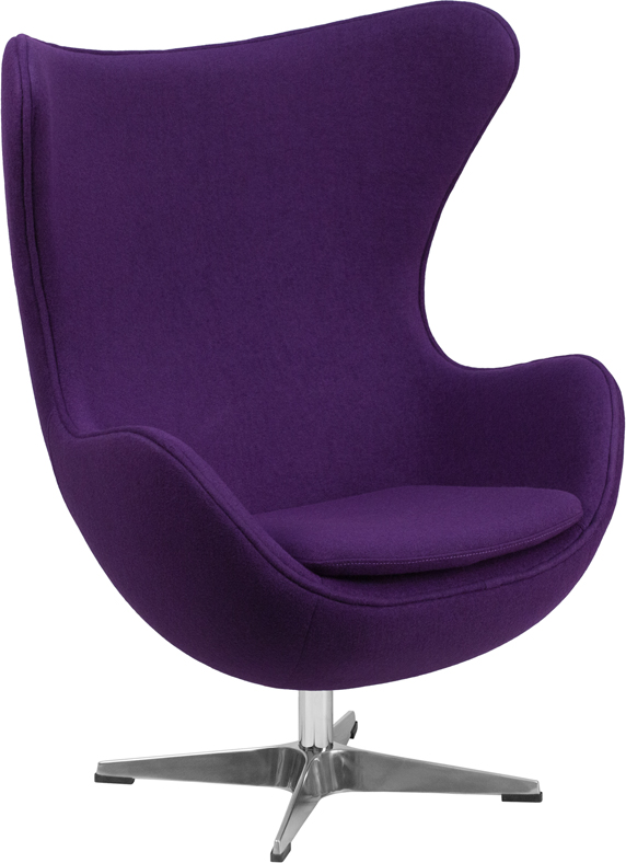 Purple Wool Fabric Egg Chair with Tilt-Lock Mechanism - by Flash ...