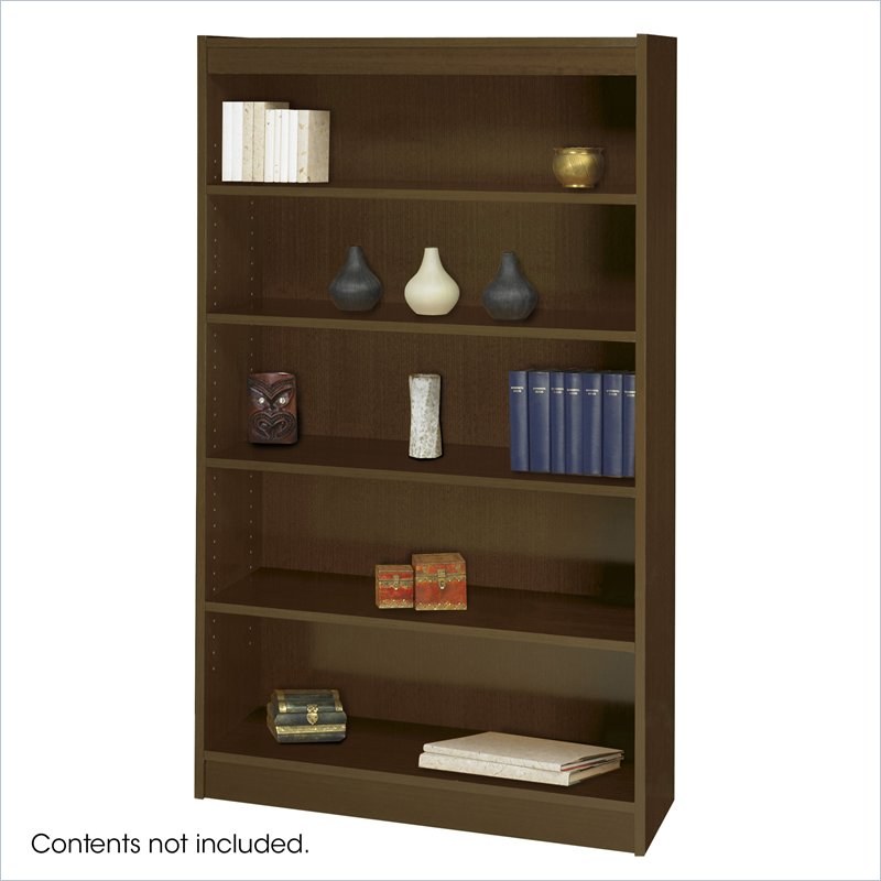 Safco WorkSpace 5-Shelf Square-Edge Veneer Bookcase in Walnut - Madison ...