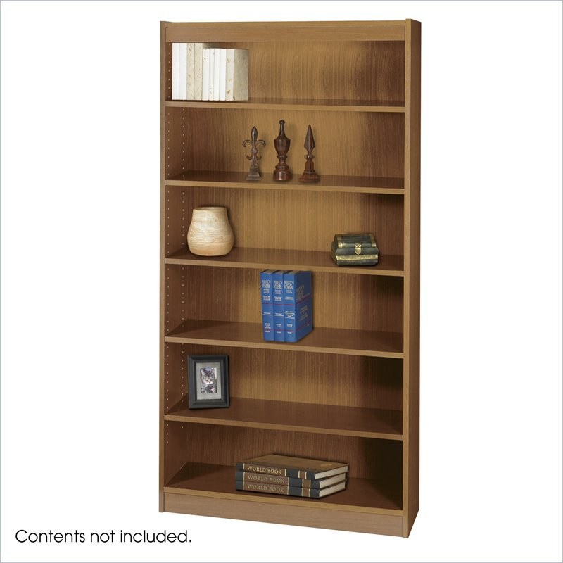 Safco WorkSpace 6-Shelf Square-Edge Veneer Bookcase in Medium Oak ...