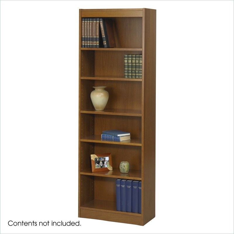 Safco WorkSpace 6-Shelf Veneer Baby Bookcase in Medium Oak - Madison ...