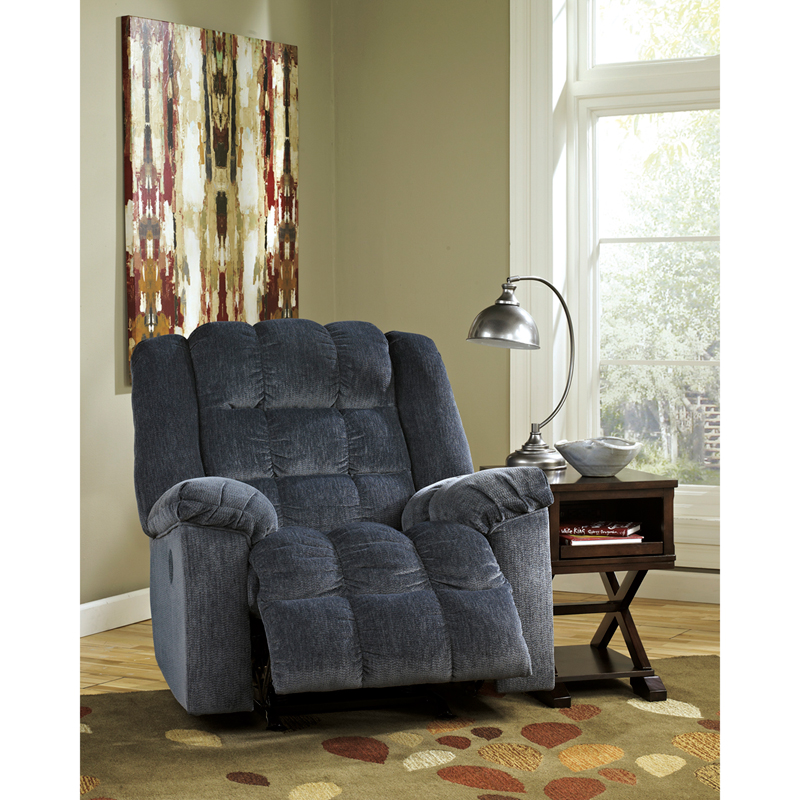 Signature Design by Ashley Ludden Power Rocker Recliner in Blue Twill - by Flash Furniture ...